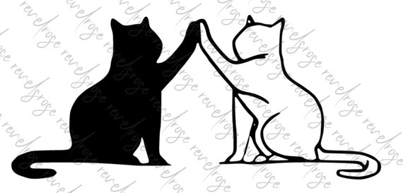 Cat High Five Drawing