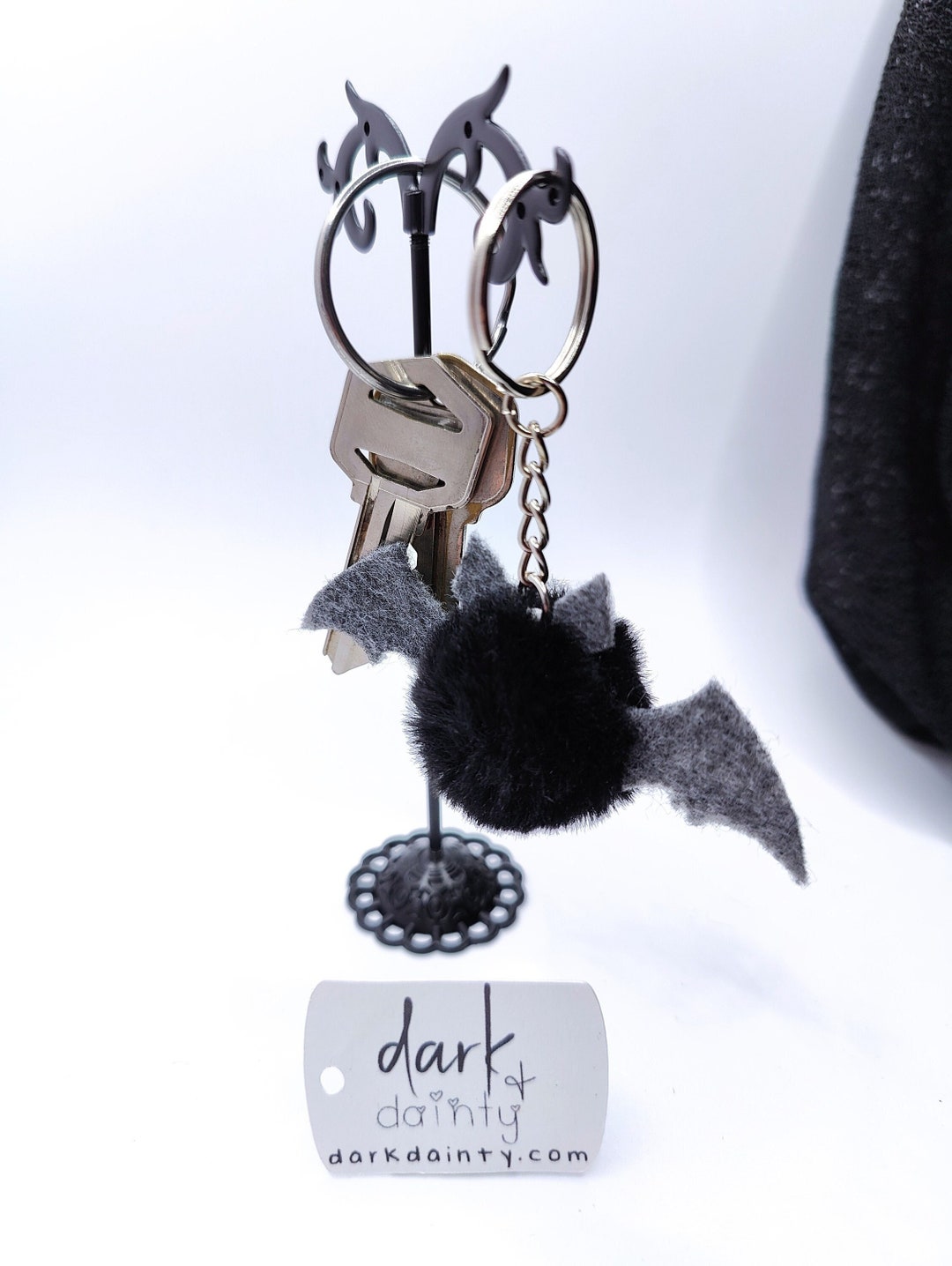 Mini Fuzzy Soft Bat Keychain 3"x1" Purse Charm - Gothic Witchy ...
