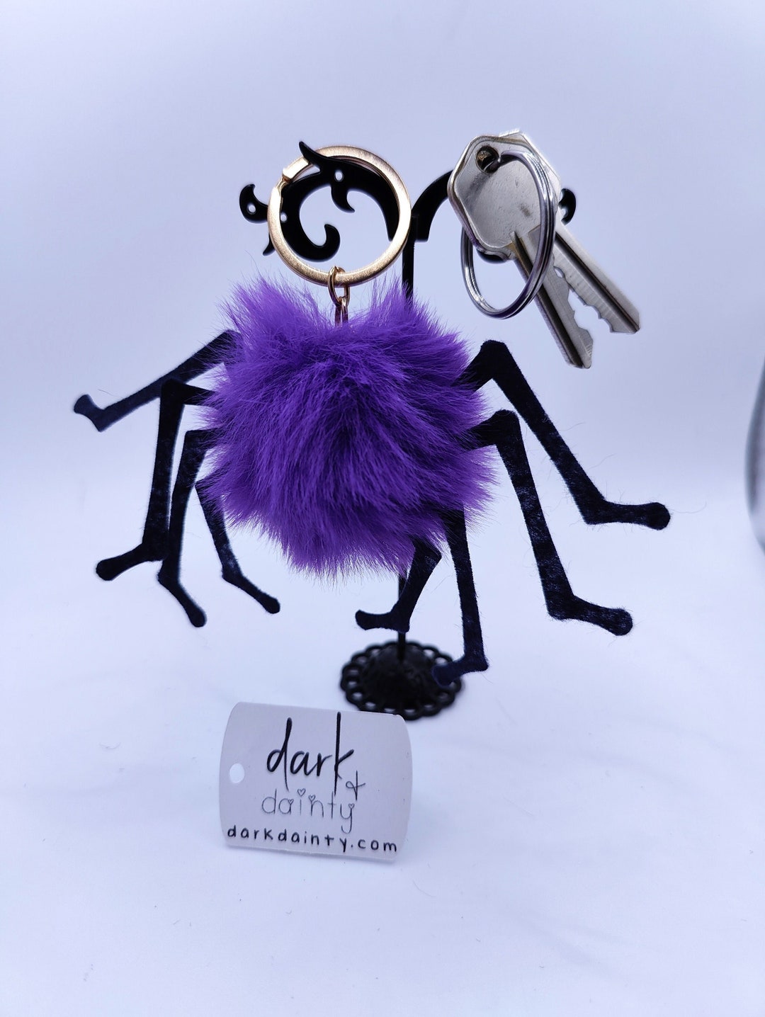 Flaunt Your Gothic Style With a Cute Fluffy Spider Purse Charm Fun Gift ...