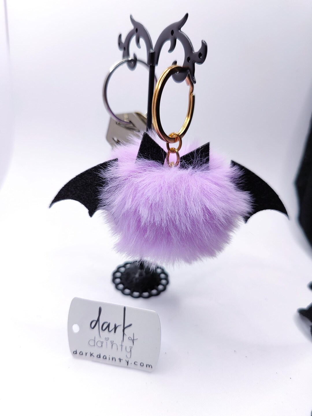 Glitter Fuzzy Bat Keychain – Witchy Goth Accessory - Etsy