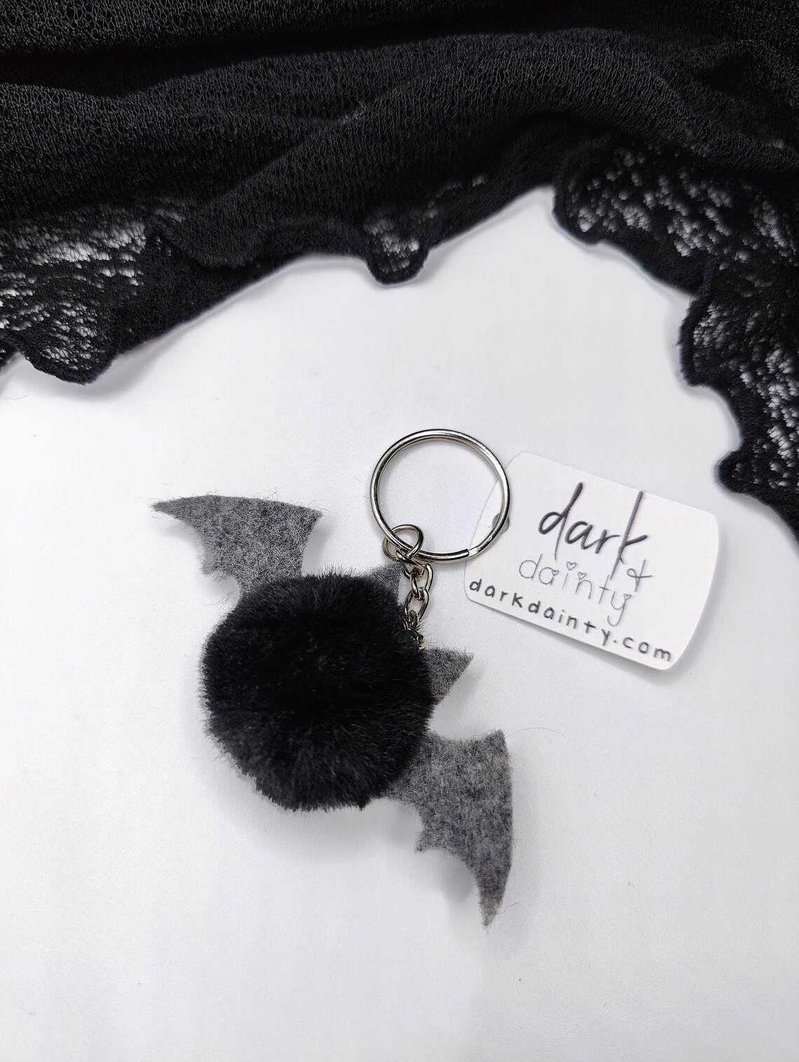Mini Fuzzy Soft Bat Keychain 3"x1" Purse Charm - Gothic Witchy ...