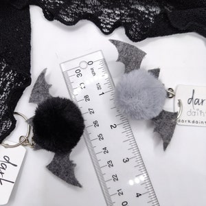 Mini Fuzzy Soft Bat Keychain 3"x1" Purse Charm - Gothic Witchy ...