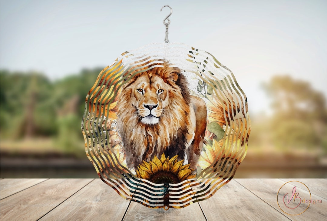 Lion Wind Spinner Sublimation Design Template, 10inch Round Wind ...