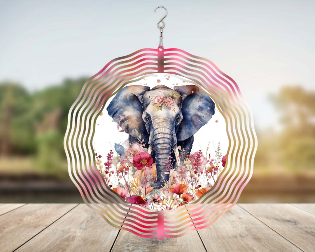 Elephant Wind Spinner Sublimation Design Template, 10inch Round Wind ...