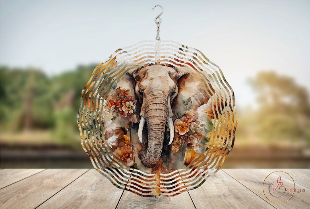 Elephant Wind Spinner Sublimation Design Template, 10inch Round Wind ...