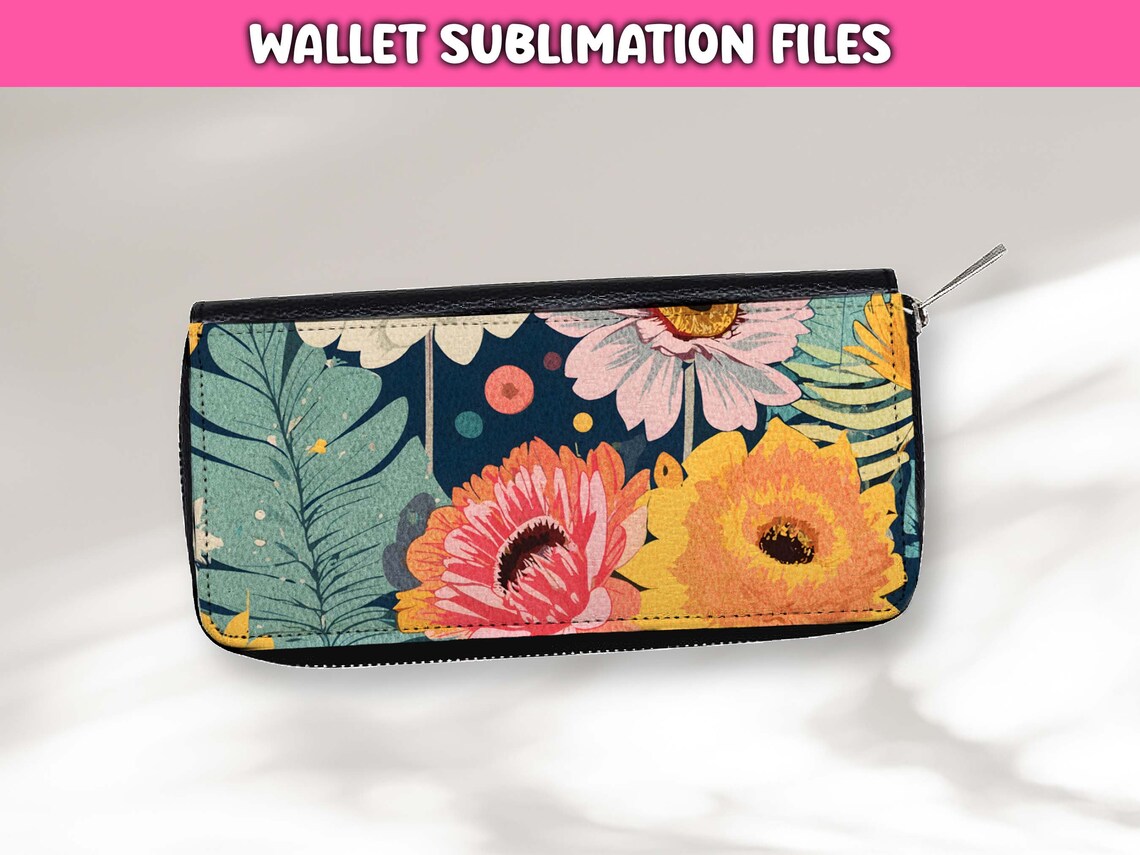 29 Floral Wallet Sublimation PNG Bundle, Size 8x3.5, Wallet Templete ...