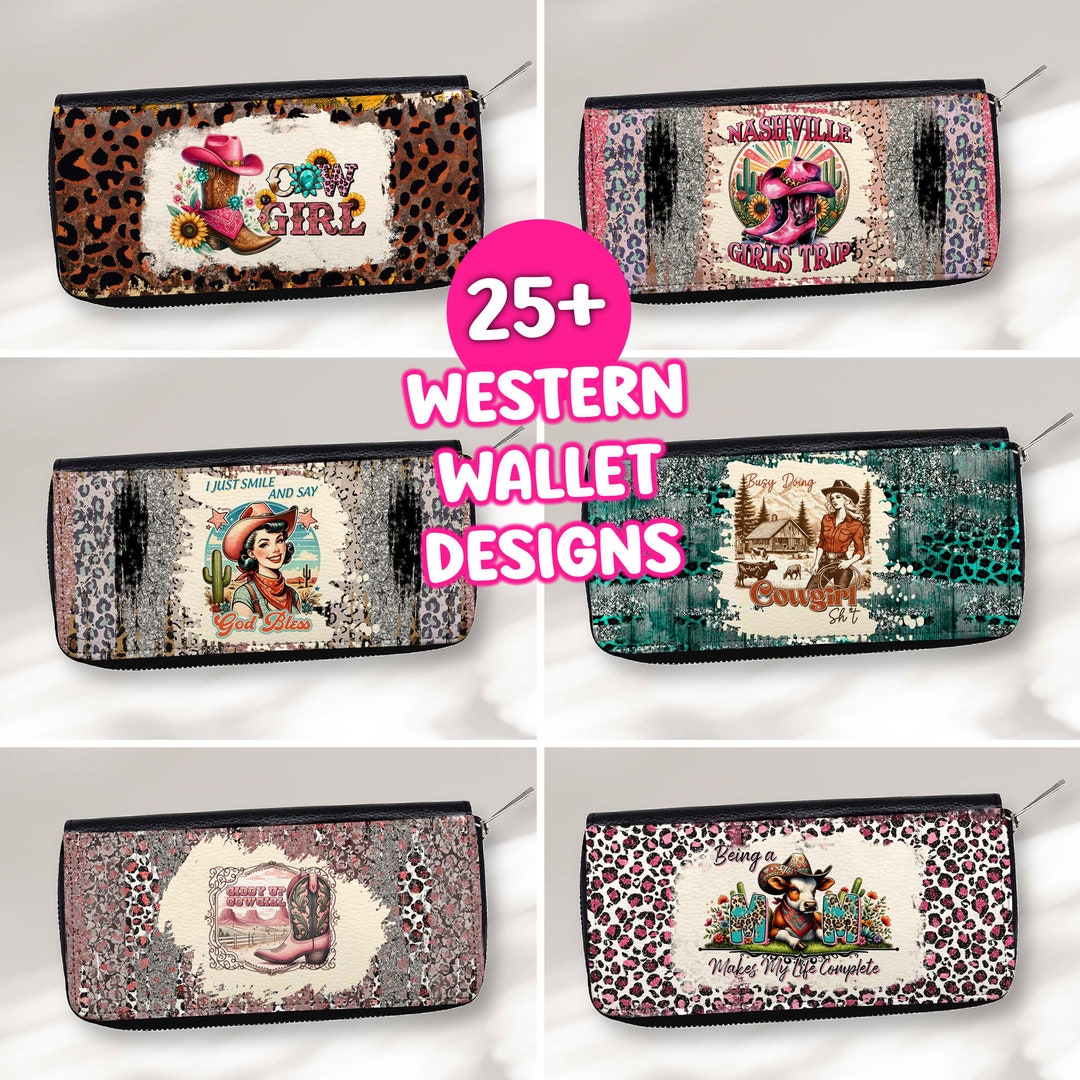 25+ Cowgirl Western Wallet Sublimation PNG Bundle, Size 8x3.5, Wallet ...