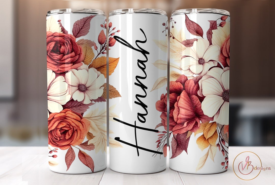 Add Your Own Name Watercolor Floral Sublimation Tumbler Seamless ...