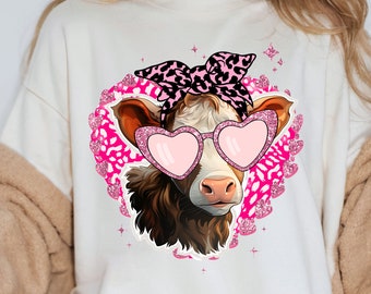 One Boujee Heifer PNG, Highland Cow Valentine Png, Valentine Day ...