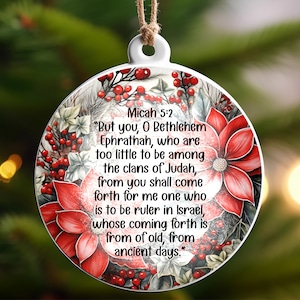 Bible Verse Christmas Round Ornament PNG Bundle, Sublimation Ornament ...