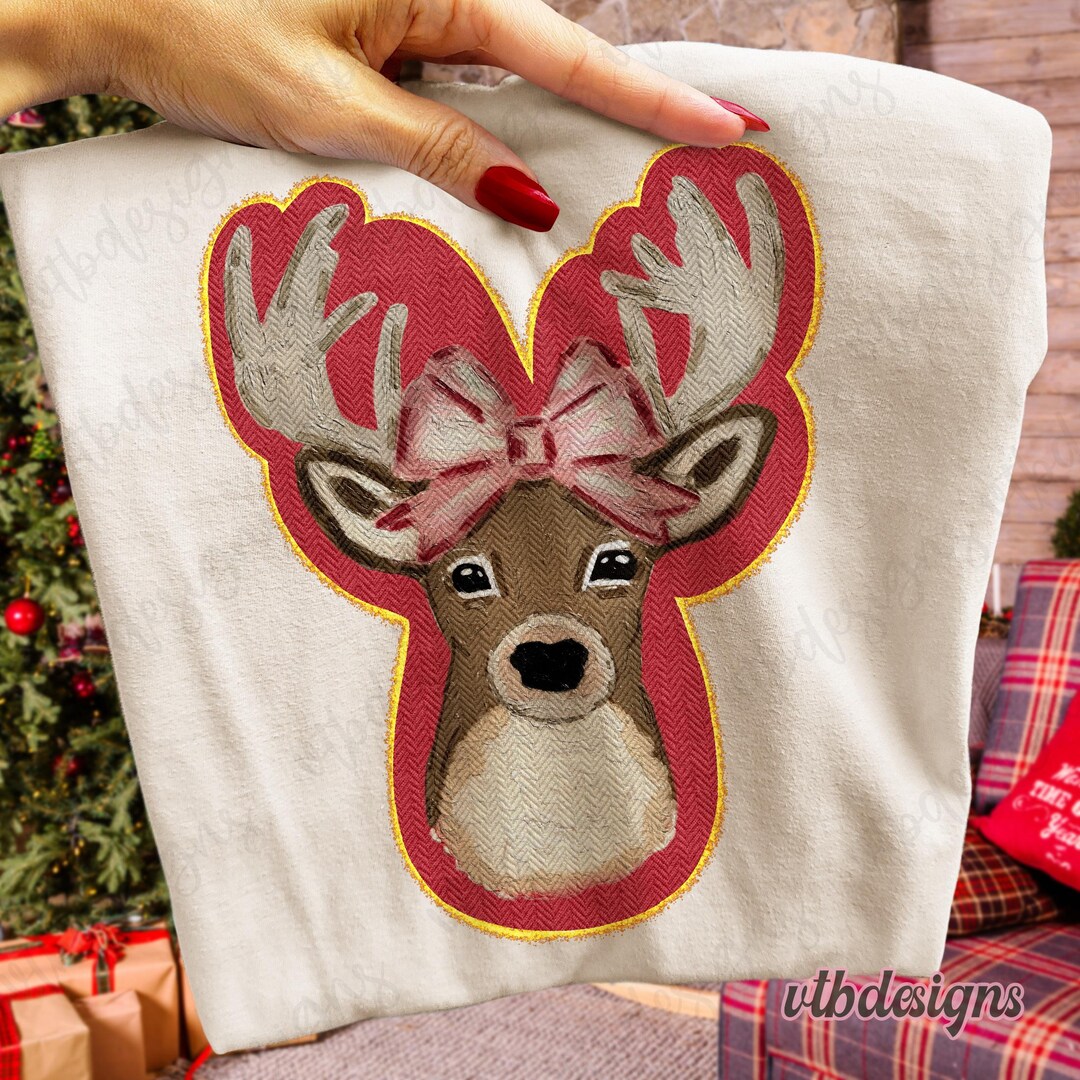 Deer Faux Yarn PNG, Embroidery Christmas Crochet Png (digital Download ...