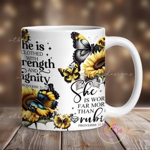 She is Strong Mug Sublimation Bundle, 11 Oz Mug Wrap, 15 Oz Mug Wrap ...