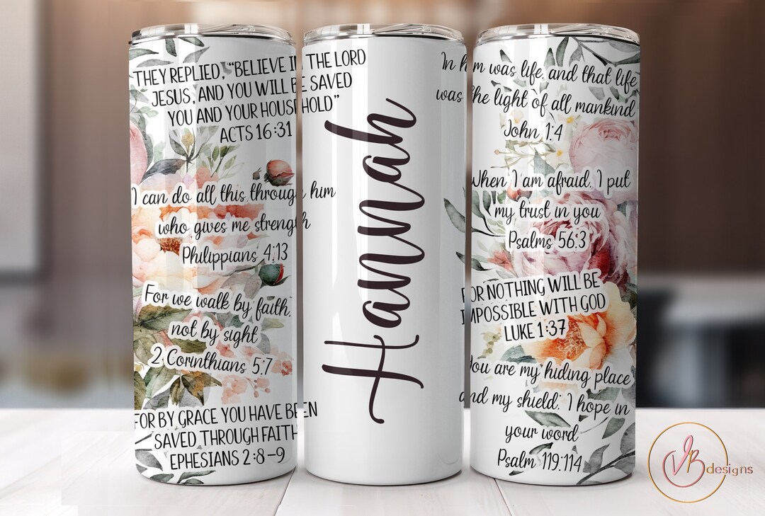 Bible Verses 20 Oz Skinny Tumbler Christian Tumbler Wrap Affirmations ...