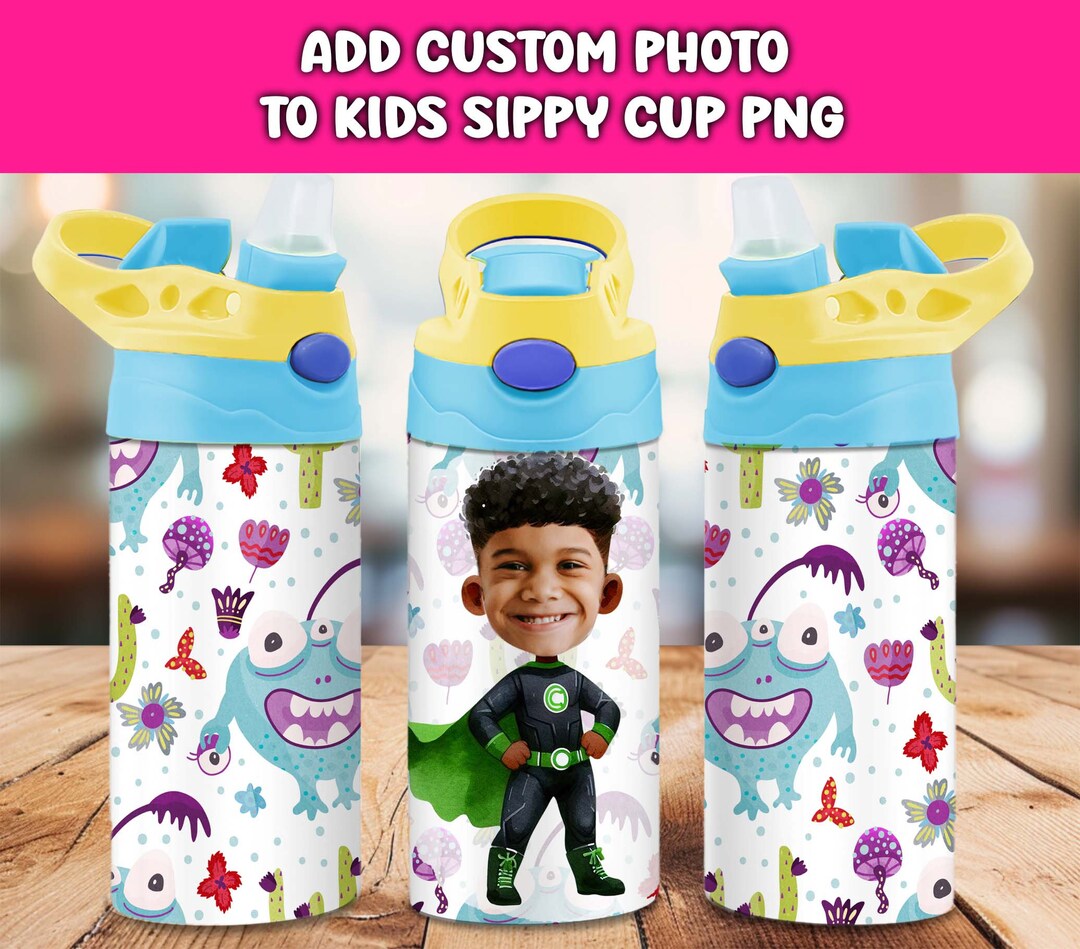 Add Photo Kids Sippy Cup Wrap Bundle, Custom Sippy Cup Png ...