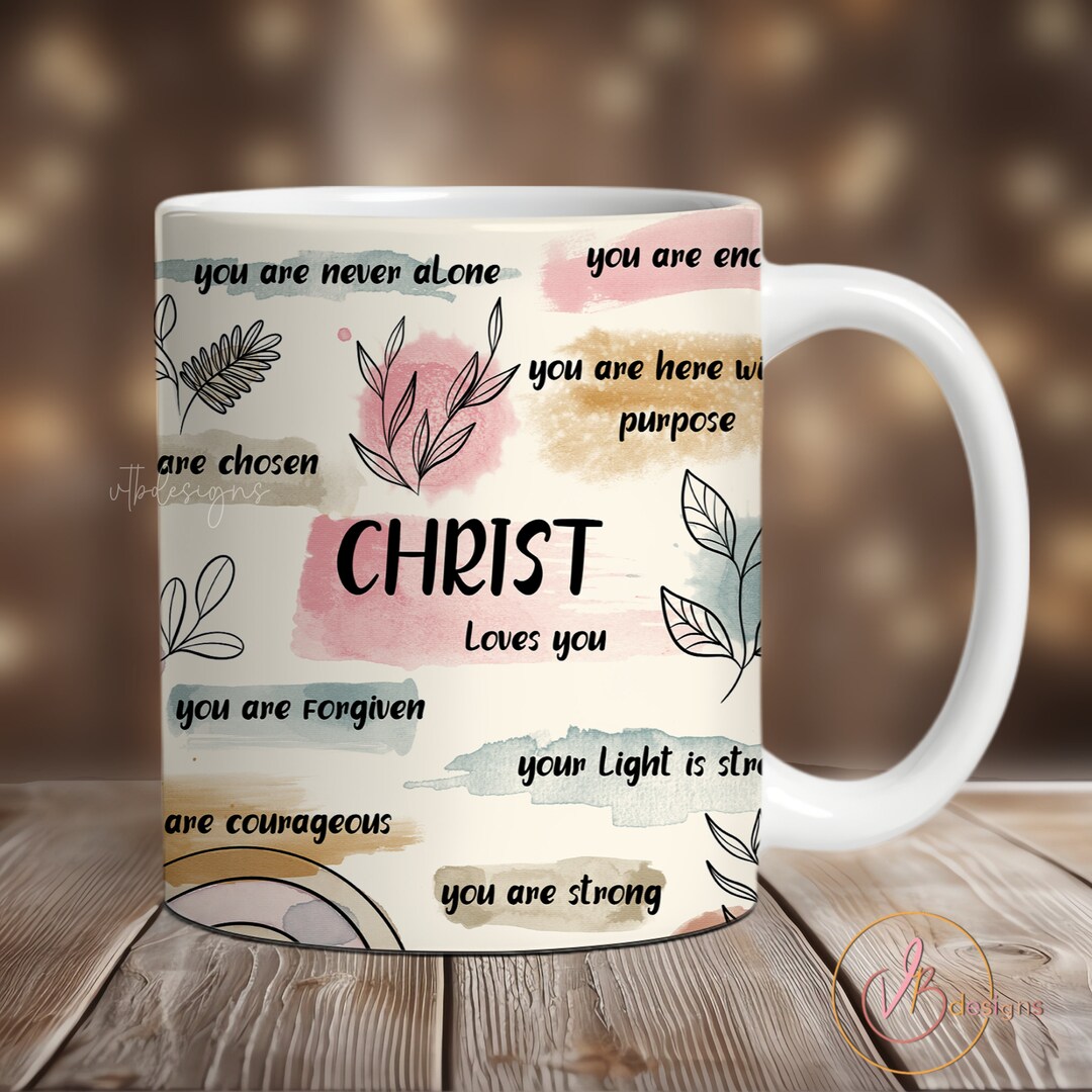 Jesus Christian Mug Sublimation Design, Faith Mug Wrap PNG, 11 Oz Mug ...