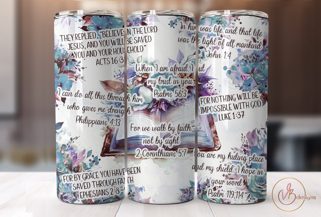 Bible Verses 20 Oz Skinny Tumbler Christian Tumbler Wrap Affirmations ...