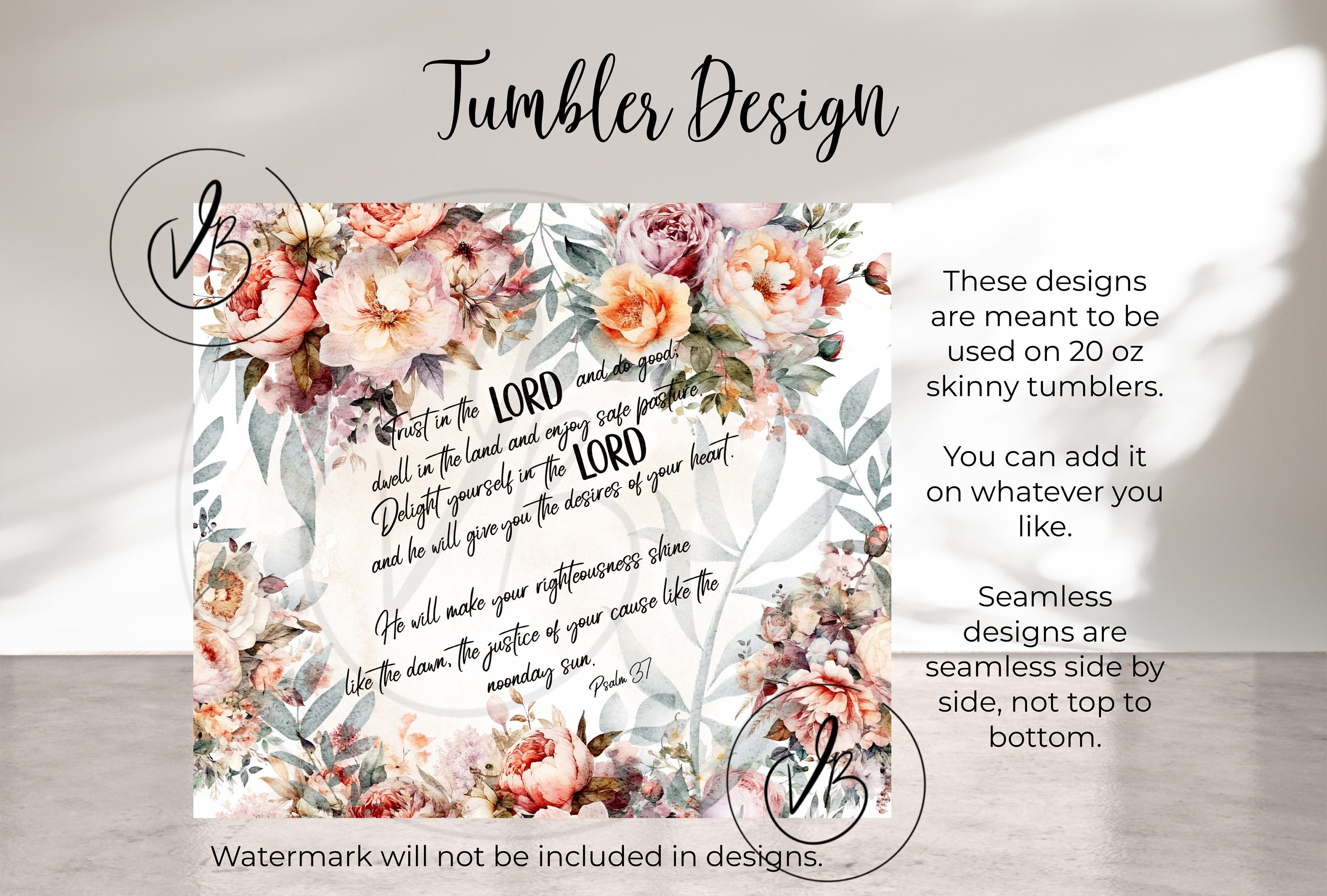 Bible Verse Psalm 37 20 Oz Skinny Tumbler Christian Tumbler - Etsy