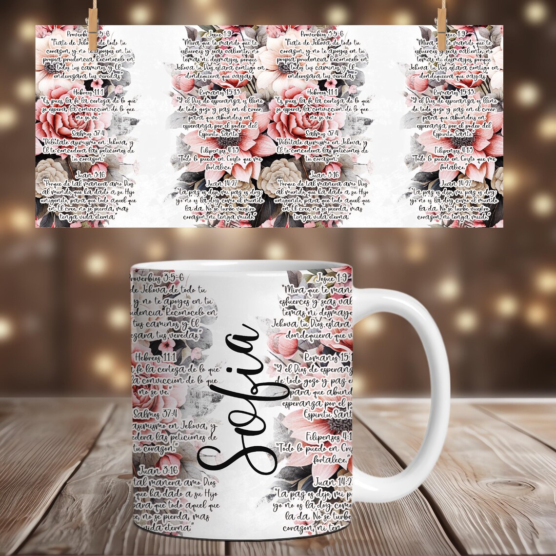 Spanish Christian Mug Sublimation Design, Spanish Bible Verse Mug Wrap ...