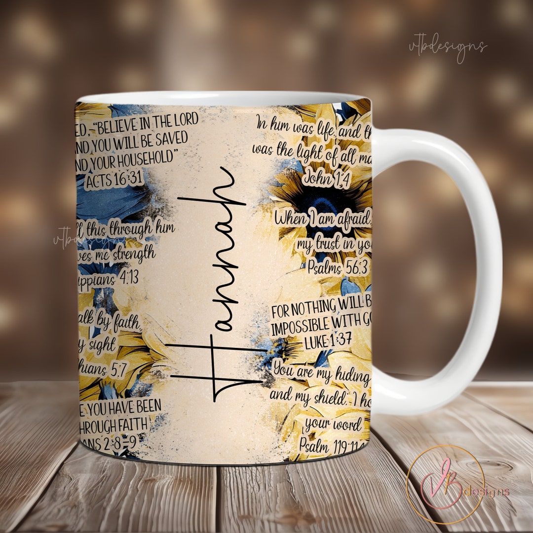 Bible Verse Christian Coffee Mug Wrap, Faith Mug Wrap PNG,11 Oz Mug ...