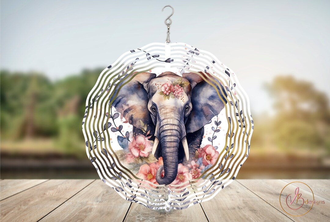 Elephant Wind Spinner Sublimation Designs, 10inch Round Wind Spinner ...