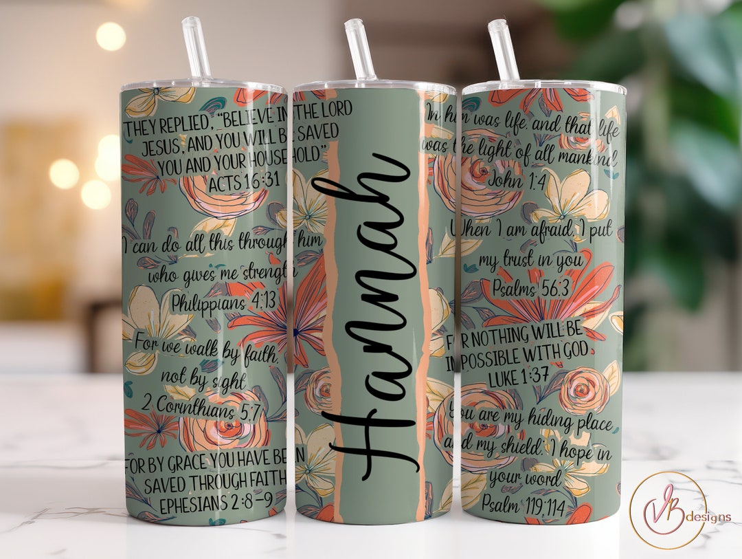 Bible Verses 20 Oz Skinny Tumbler Christian Tumbler Wrap Affirmations ...