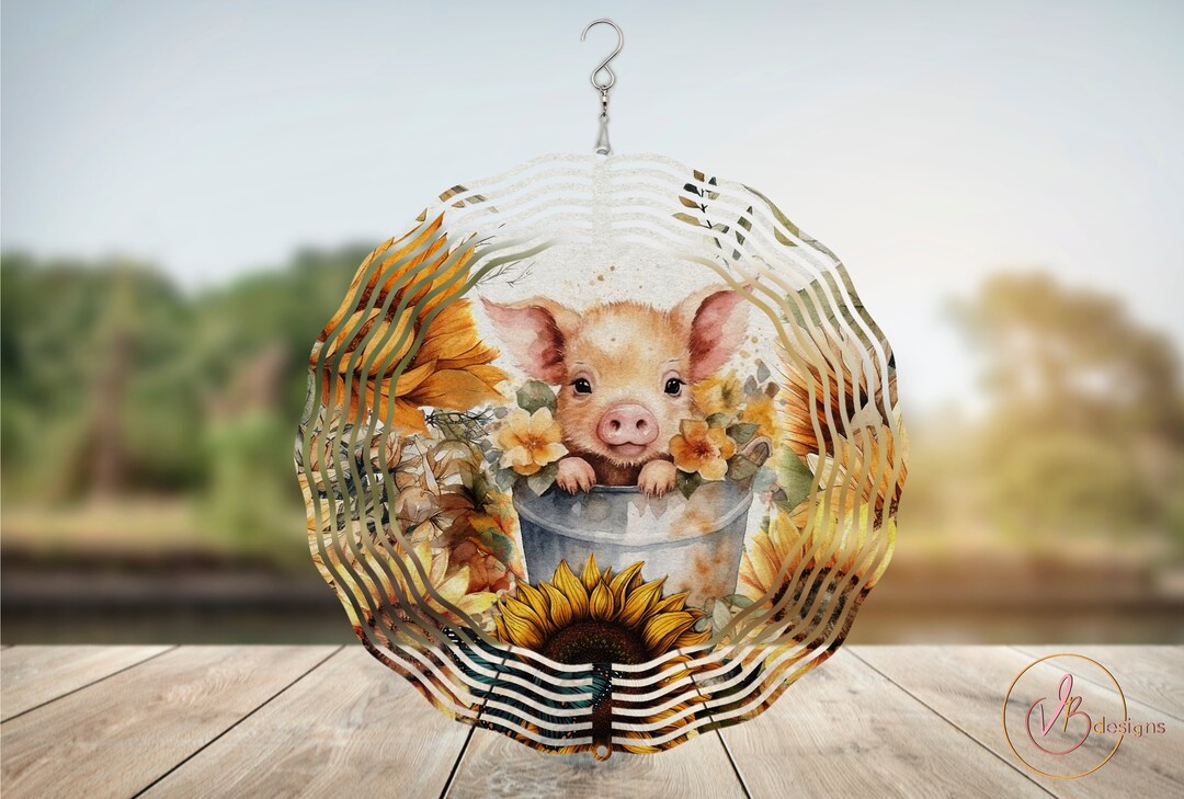 Bucket Pig Wind Spinner Sublimation Design Template, 10inch Round Wind ...