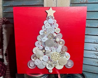 Small Framed Button Art Christmas Tree - Etsy