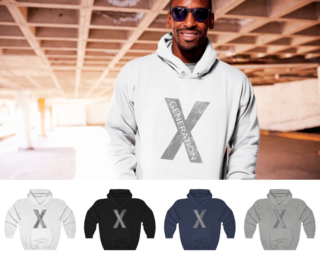 Big X - Generation X Distressed Design Hoodie | Worn Grey Gen X Text ...