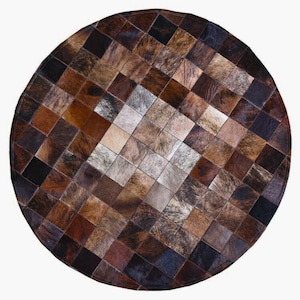 Hair on Cowhide Patchwork Rug Tricolor Cowhide Patchwork Round - Etsy