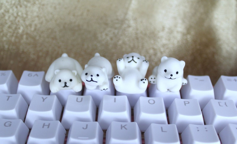 Kawaii Christmas Polar Bear Keycaps, Animal Keycaps, Cute Keycaps - 1pc ...