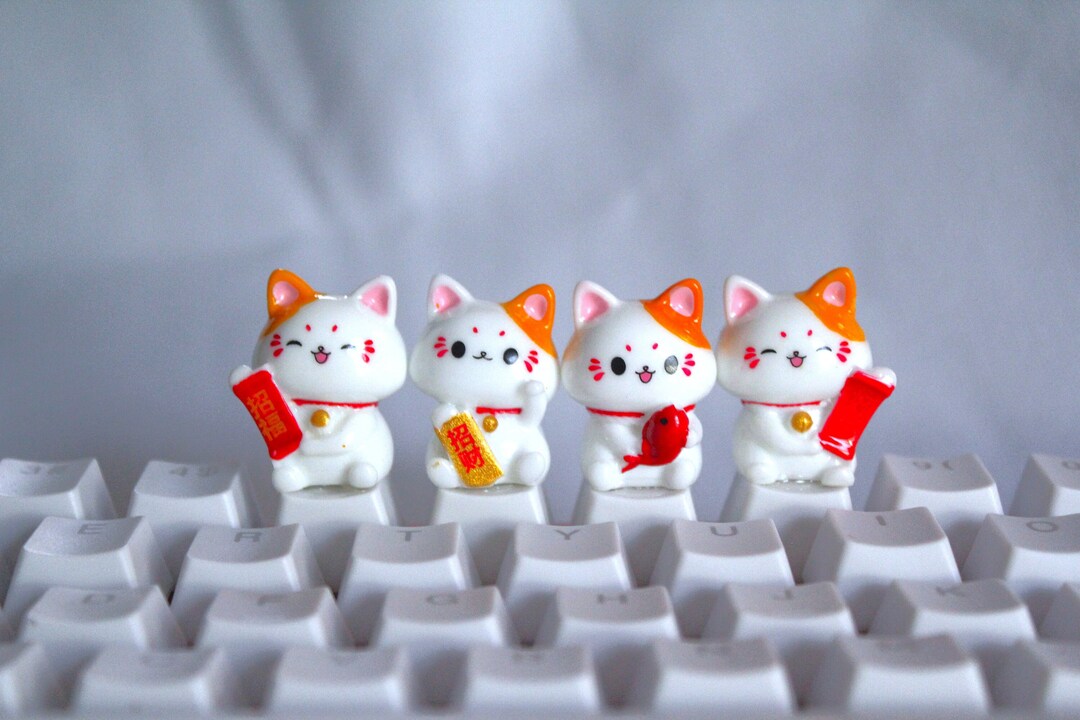 Kawaii Lunar New Year Cat Character Keycaps, Animal Keycaps, Cute ...