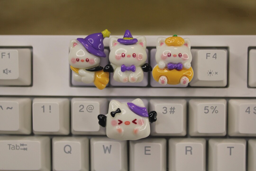 Kawaii Halloween Character Keycaps, Cat Keycaps, Magic Keycaps, Animal ...