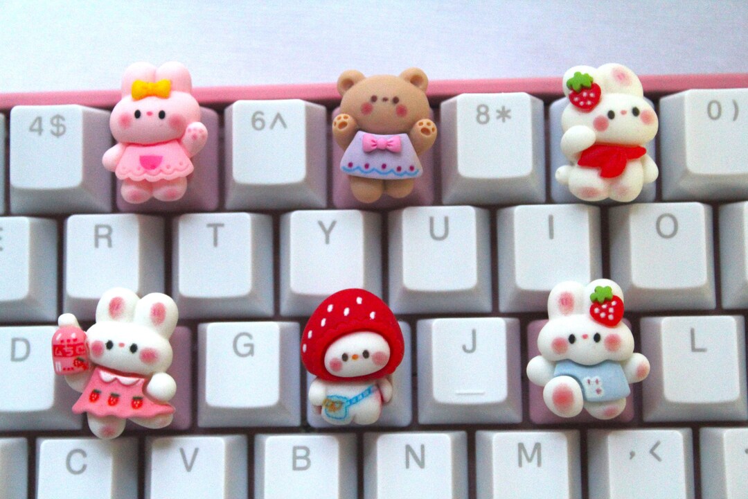 Kawaii Bunny Character Keycaps, Animal Keycaps, Cute Keycaps - 1pc - Etsy