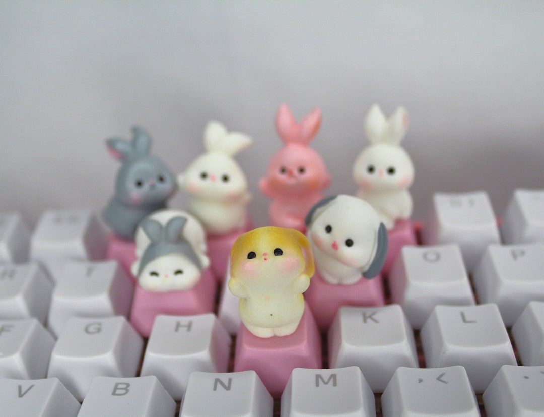 Kawaii Bunny Character Keycaps, Animal Keycaps, Cute Keycaps - 1pc - Etsy