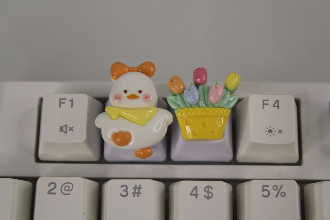 Kawaii Duck Character Keycaps, Flower Keycap, Animal Keycaps, Cute ...