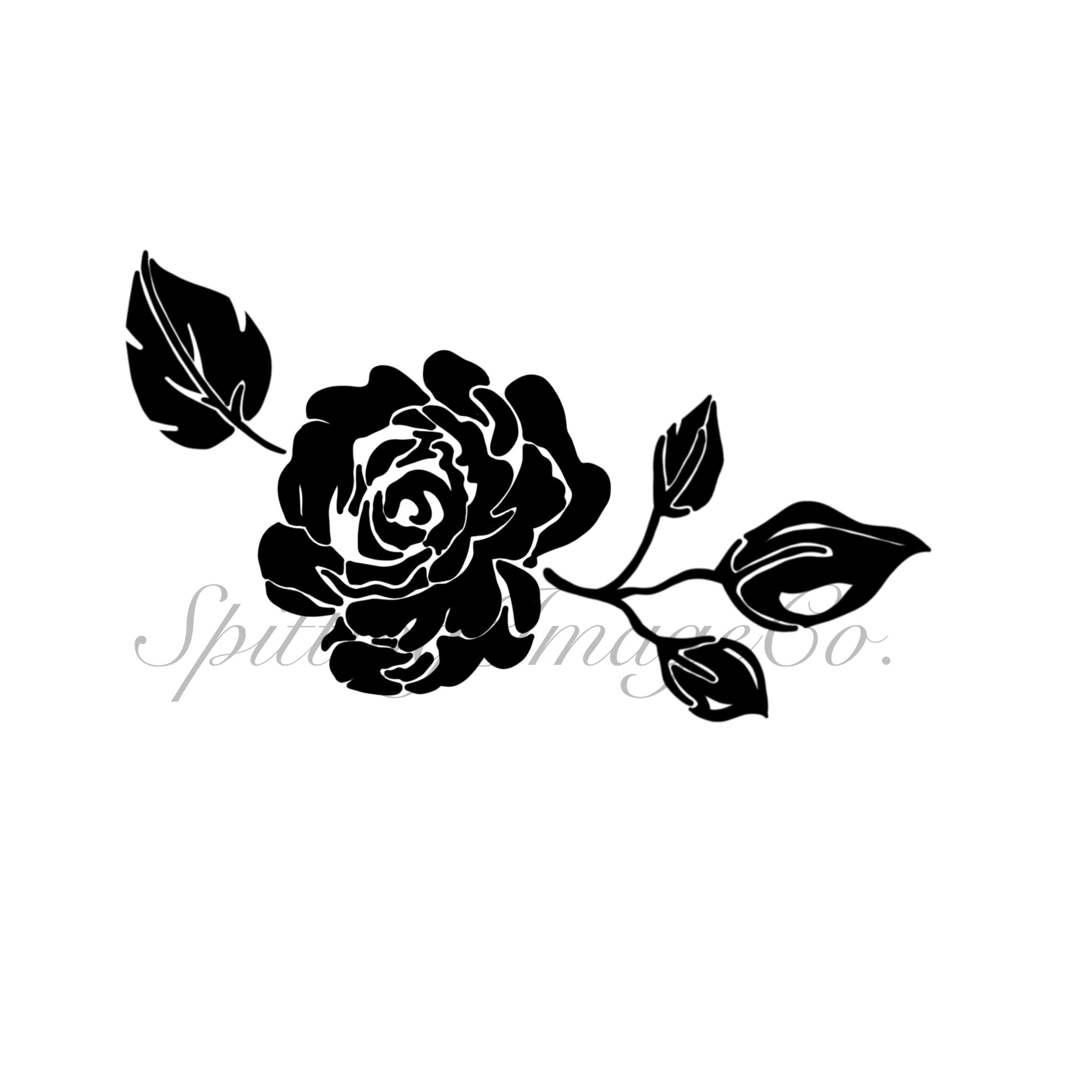 Rose With Leaves SVG Digital Download (individual No. 2 of Rose Bundle ...