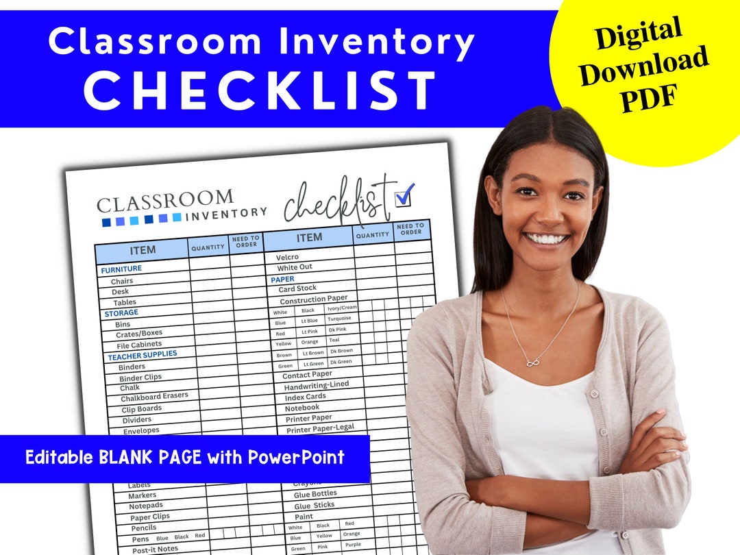 Classroom Inventory Checklist for Teachers Supplies and Materials ...