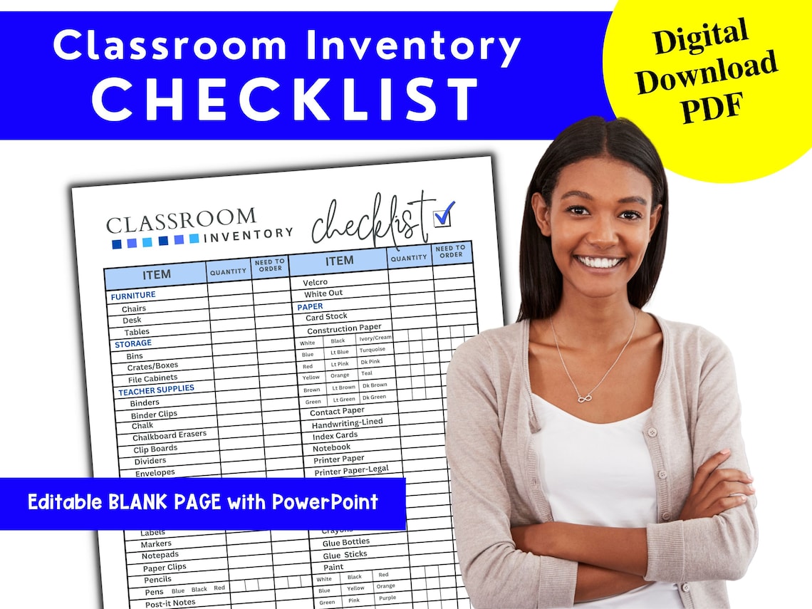 Classroom Inventory Checklist for Teachers Supplies and Materials ...