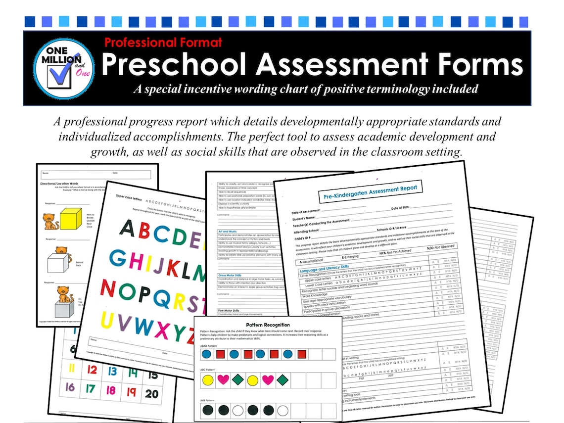Pre-kindergarten Assessment and Portfolio Forms Packet | Preschool-pre ...