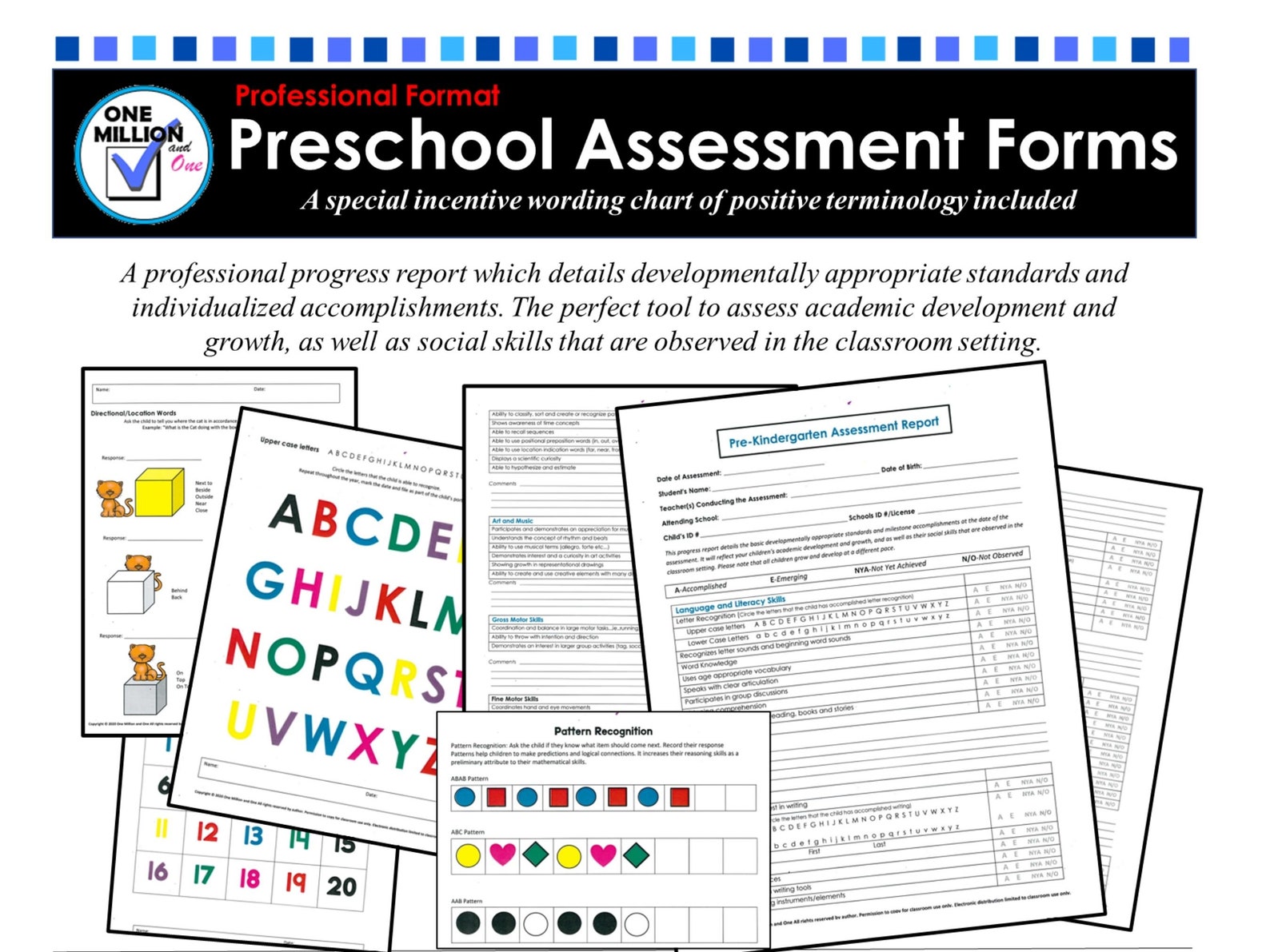 Pre-kindergarten Assessment and Portfolio Forms Packet | Preschool-pre ...
