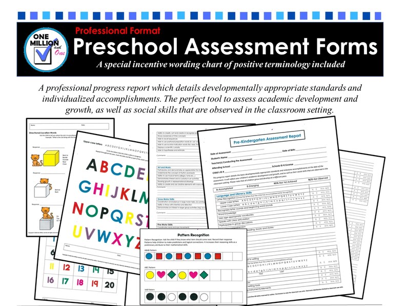 Pre-kindergarten Assessment and Portfolio Forms Packet | Preschool-pre ...
