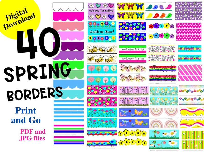 Spring Borders-40 Bulletin Board Borders-classroom Borders-springtime ...