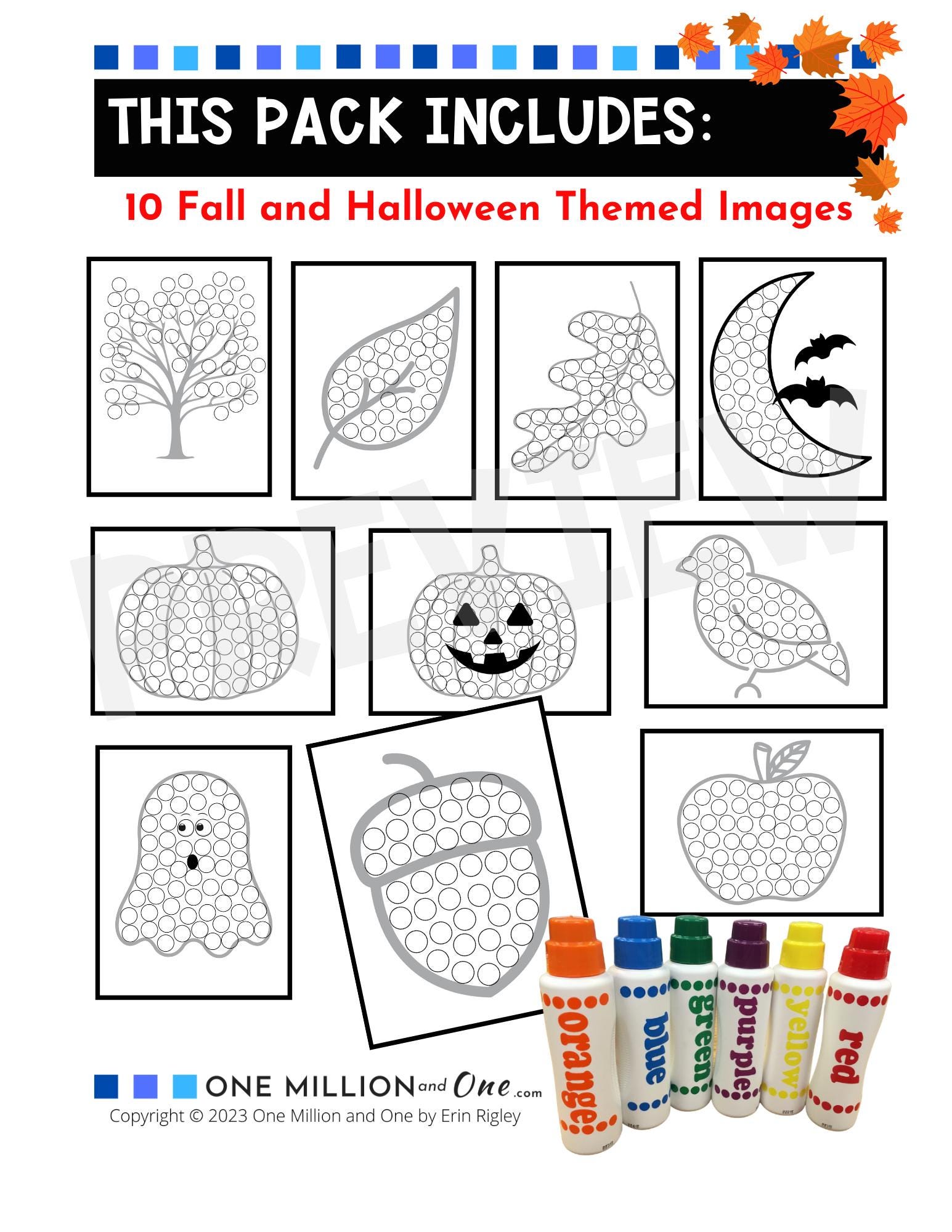 Dotter Activity Pages for Fall and Halloween-early Learners-dot Art ...