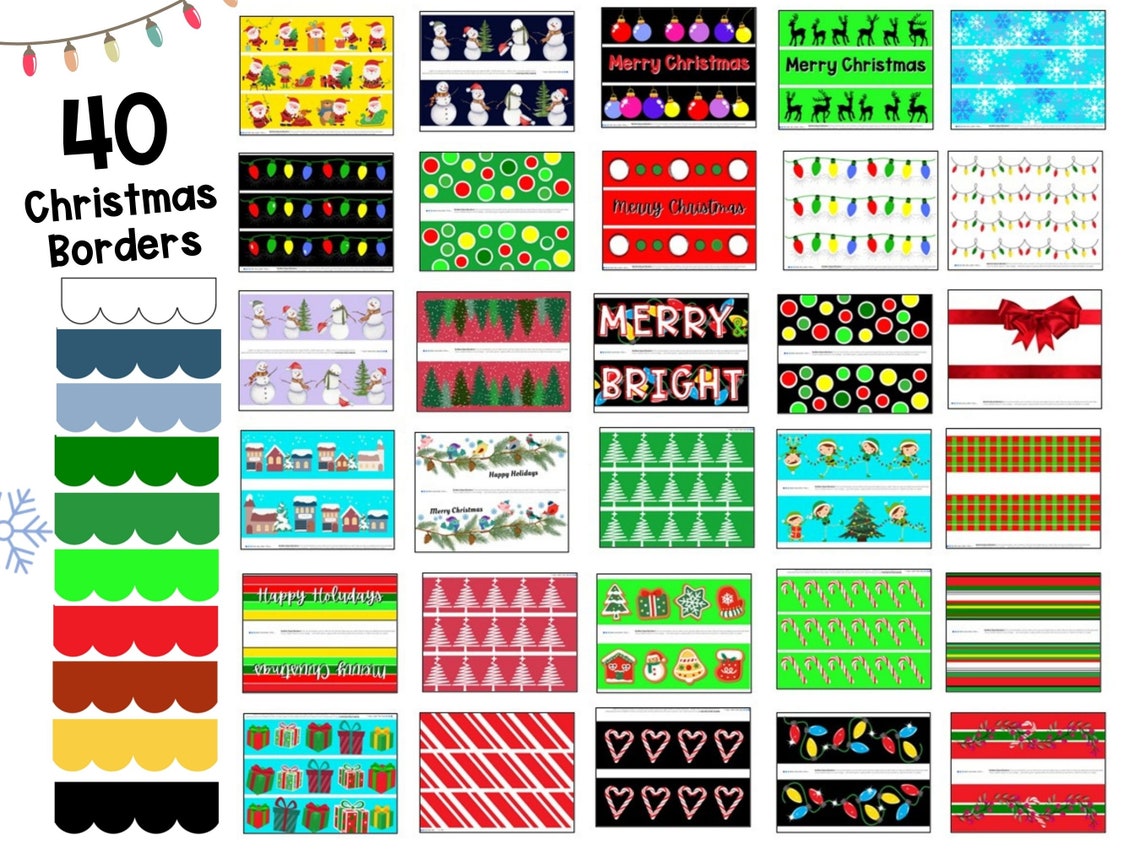 Christmas Borders Bulletin Board Borders Printable Set - Etsy