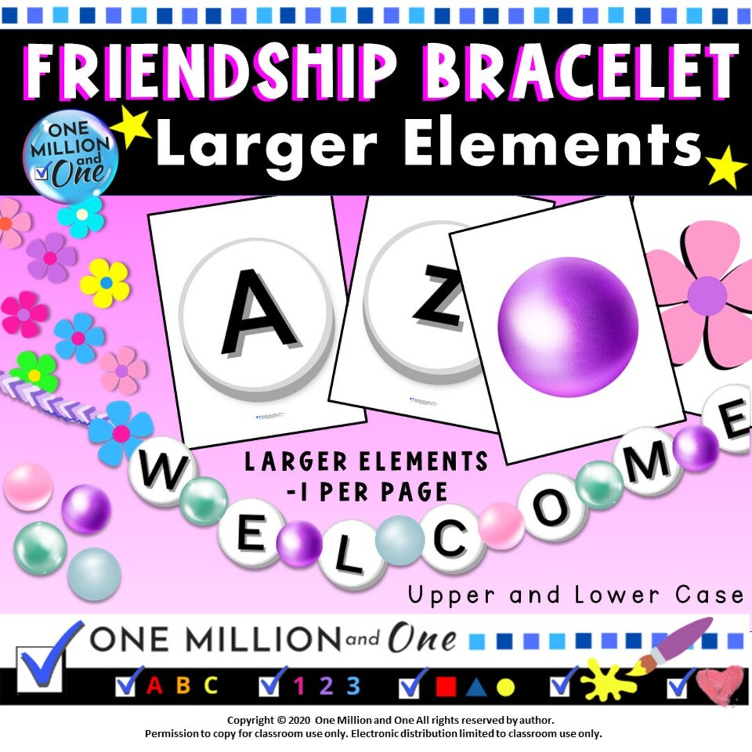 Larger Sized Elements Friendship Bracelet Bulletin Board Kit Alphabet ...