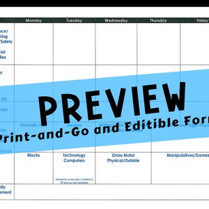Editable Preschool Lesson Plan Template | Weekly Play-based Curriculum ...