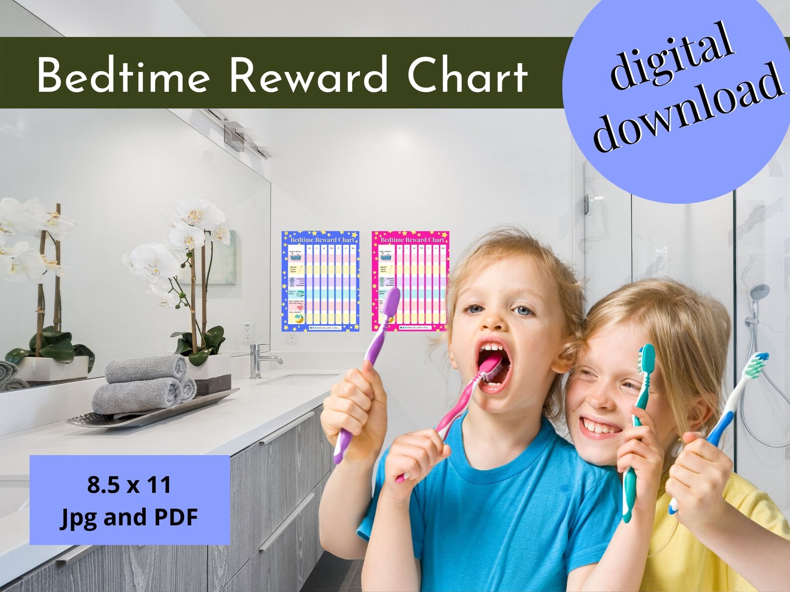 Printable Reward Chart-children's Bedtime Reward Charts, Bedtime ...