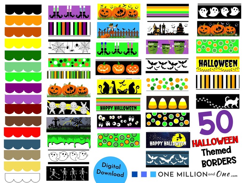 Halloween Borders | Bulletin Borders Printable Set | 50 Different ...