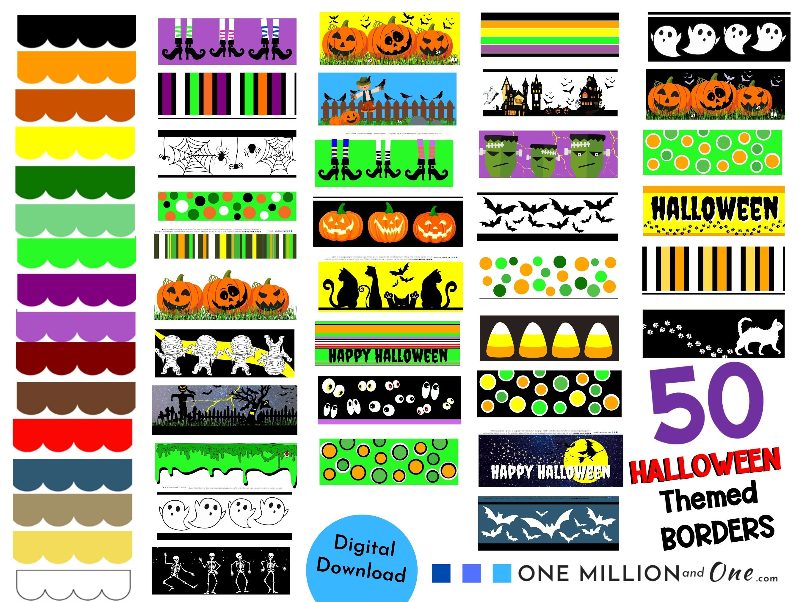Halloween Borders | Bulletin Borders Printable Set | 50 Different ...