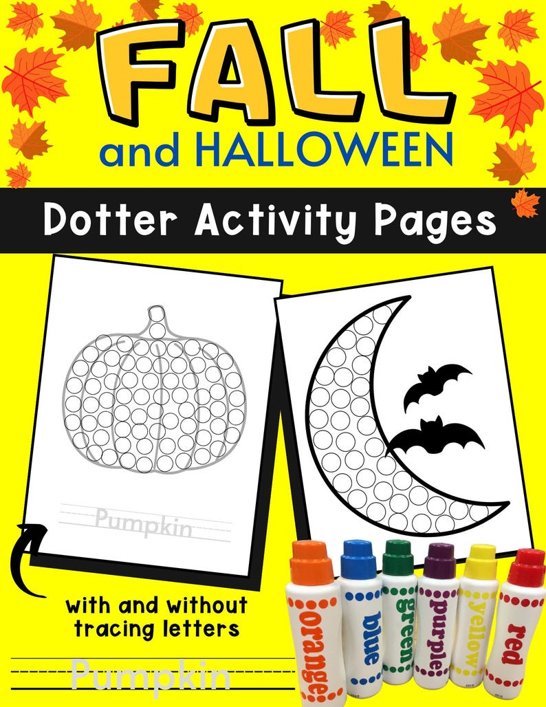 Dotter Activity Pages for Fall and Halloween-early Learners-dot Art ...